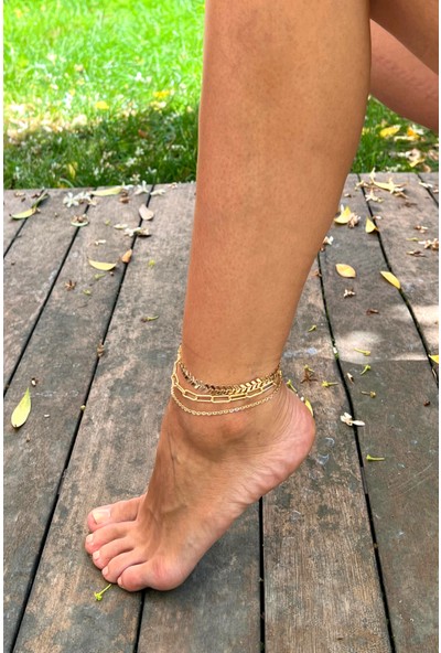 Hane14 Tai 3lü Zincir Halhal Altın Rengi