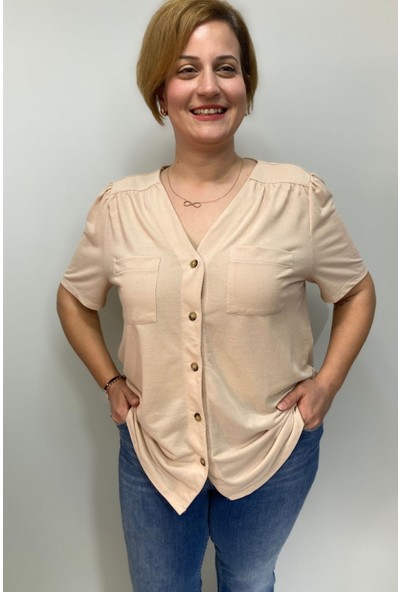 Markays Safari Lacoste Kumaş Önü Düğmeli T-Shirt