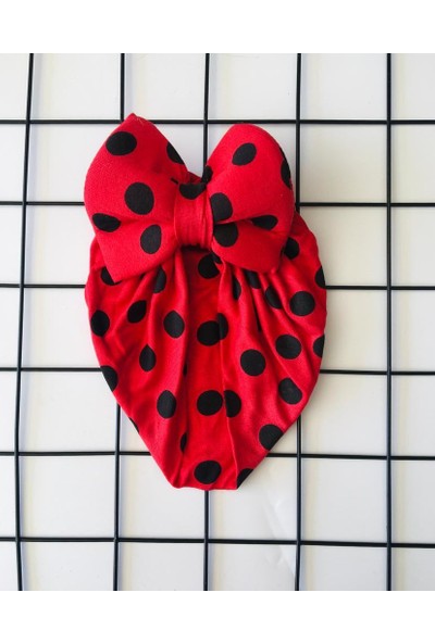 Masal Dünyası Bursa Kırmızı Puantiye Desenli Kız Bebek Bonesi 0-12 Ay