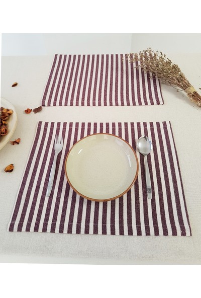 Wellstil 4'lü Çizgili Keten Amerikan Servisi Wellstil 4'lü Çizgili Keten Amerikan Servisi