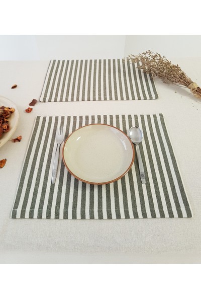 Wellstil 4'lü Çizgili Keten Amerikan Servisi Wellstil 4'lü Çizgili Keten Amerikan Servisi