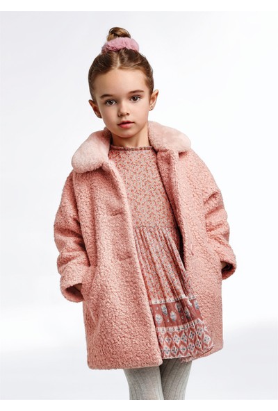 Mayoral Kız Çocuk Kürk Yakalı Kaşe Kaban
