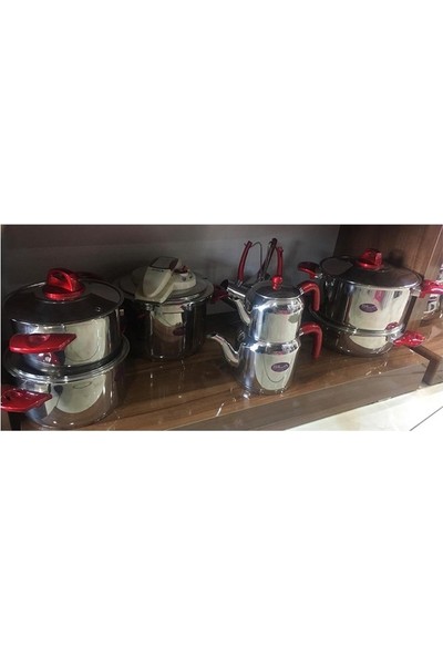 Sıla Eylül 18 Prç Sade Kırmızı Tencere Seti Sıla Eylül 18 Prç Sade Kırmızı Tencere Seti