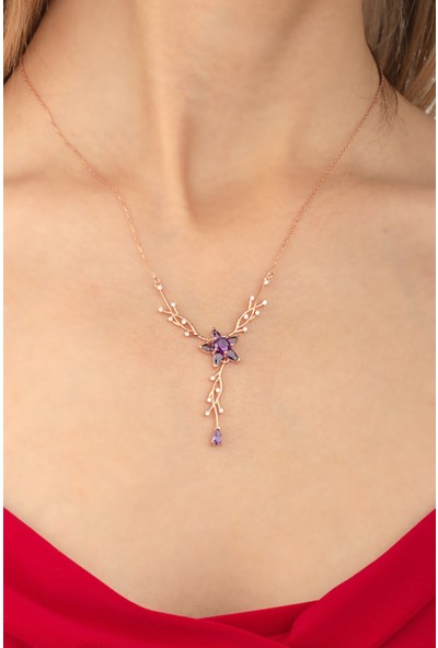 925 Ayar Gümüş Ametist Nergis Çiçeği Sarmaşık Kolye 925 Ayar Gümüş Ametist Nergis Çiçeği Sarmaşık Kolye