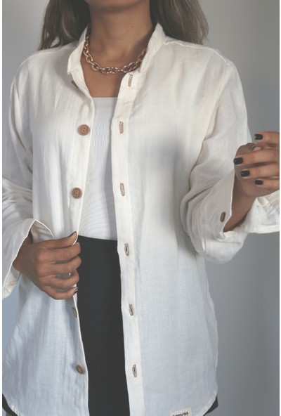 Kanvas Life Kadın Müslin Gömlek Krem