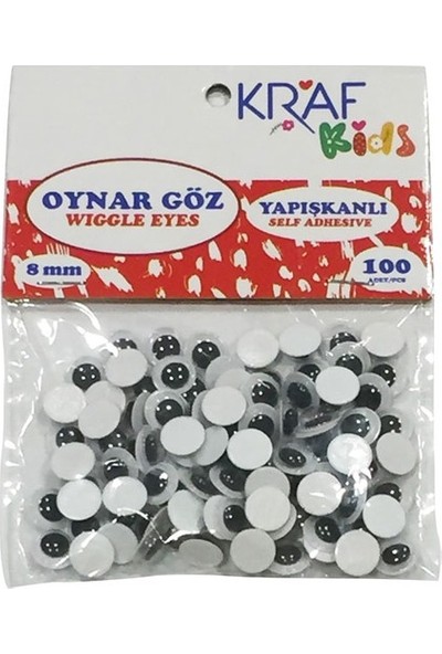 Kraf Kids Yapışkanlı Oynar Göz 8 mm 100'LÜ Kraf Kids Yapışkanlı Oynar Göz 8 mm 100'LÜ