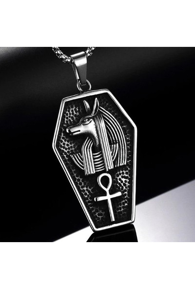 Viking Antik Mısır Mitoloji Ölüler Tanrısı Anubis - Hermes Ankh Kolye