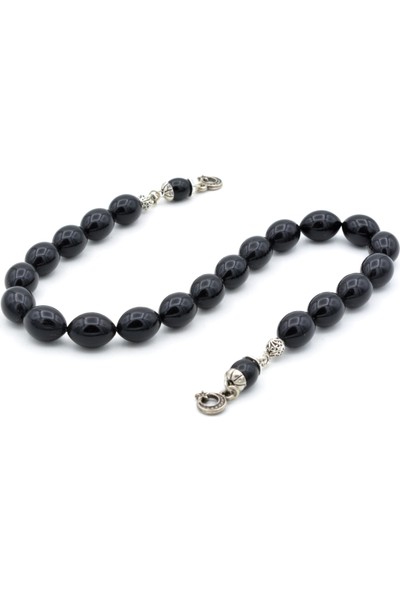 Murty99 Arpa Kesim Hareli Siyah Toz Kehribar Zaza Tesbih İri Boy