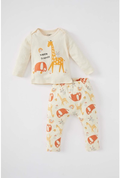 DeFacto Regular Fit  Baskılı Yeni Doğan Pamuklu Uzun Kollu Pijama Takım Y6413A222AU DeFacto Regular Fit  Baskılı Yeni Doğan Pamuklu Uzun Kollu Pijama Takım Y6413A222AU
