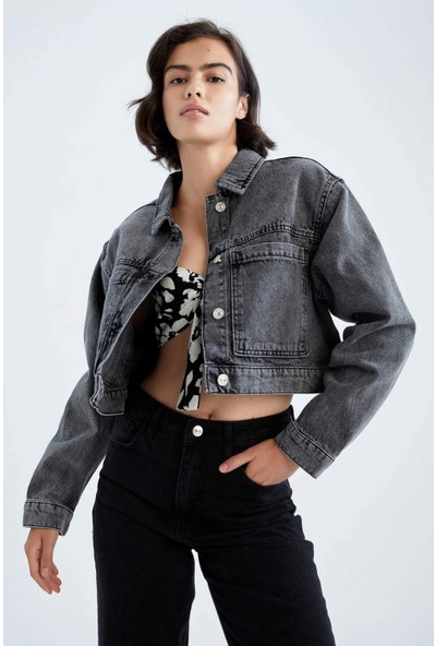 DeFacto Crop Jean Sürdürülebilir Ceket Y4448AZ22AU