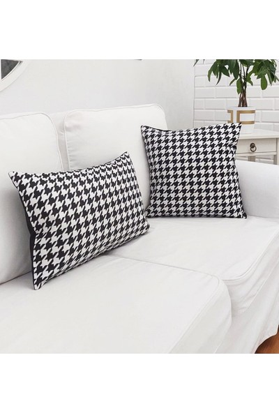 Körfez Kırlent Kaz Ayağı Tay Tüyü Kırlent Kılıfı 2'li Kombin Set