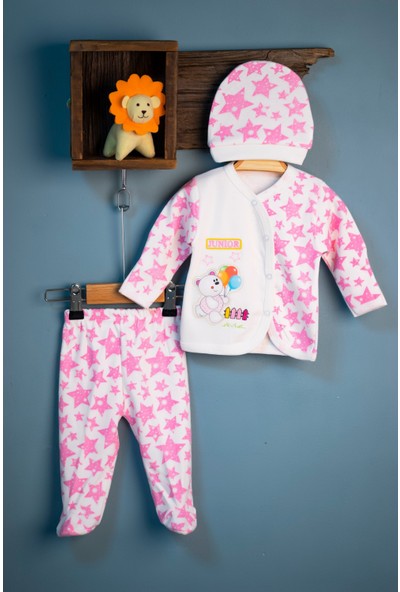 Vişne Bebe Yenidoğan Pamuklu Penguen Baskılı Bebek Hastane Çıkışı 3'lü Set Vişne Bebe Yenidoğan Pamuklu Penguen Baskılı Bebek Hastane Çıkışı 3'lü Set
