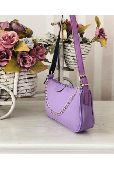 BySait Kadın Saten Ince Zincirli Baget Baguette Çanta Rengi