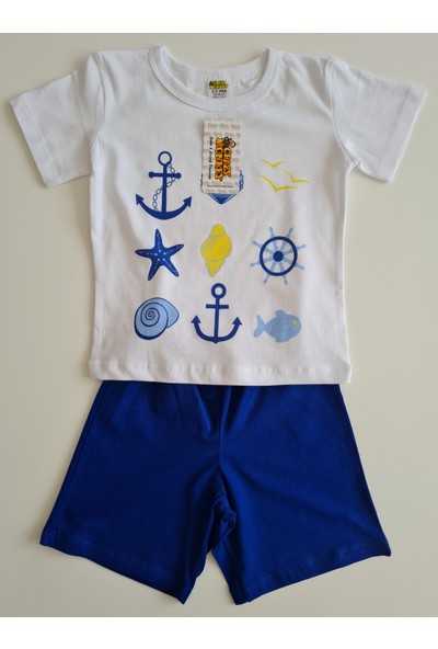 Crazy Monkey Bisiklet Yaka Kısa Kollu Denizci Baskılı Tişört ve Şortlu Erkek Takım Crazy Monkey Bisiklet Yaka Kısa Kollu Denizci Baskılı Tişört ve Şortlu Erkek Takım