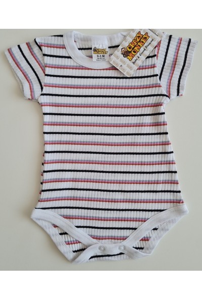 Crazy Monkey Kısa Kol Çizgili Model Kız Bebek Çıtçıtlı Body Crazy Monkey Kısa Kol Çizgili Model Kız Bebek Çıtçıtlı Body