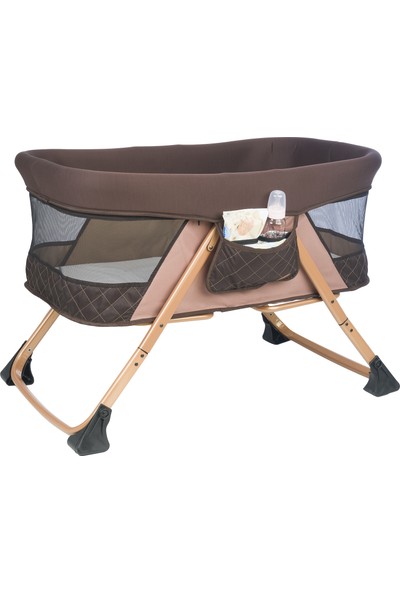 1732 Alüminyum Anne Yanı Katlanır Beşik Gold-Kahve