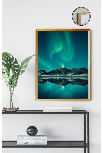 Gecedeki Renkli Işıklar Temalı Ahşap Çerçeve Tablo