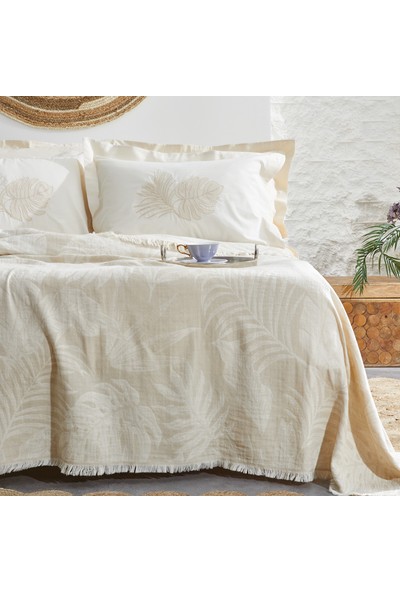 Yataş Bedding Belinda Çift Kişilik Müslin Pike Yatak Örtüsü Takımı - Vizon