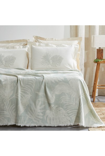 Yataş Bedding Belinda Çift Kişilik Müslin Pike Yatak Örtüsü Takımı - Adaçayı
