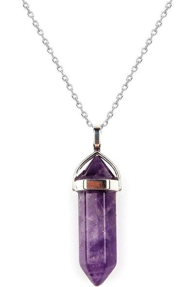 Trend Dünyası Ametist Doğal Taş Pandül Kolye Zincir Dahil Trend Dünyası Ametist Doğal Taş Pandül Kolye Zincir Dahil