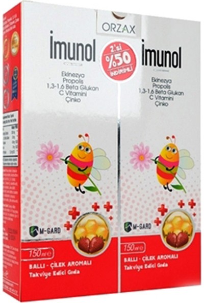 Orzax Imunol Şurup Ballı Çilek Aromalı 150ml korfe 2li Set
