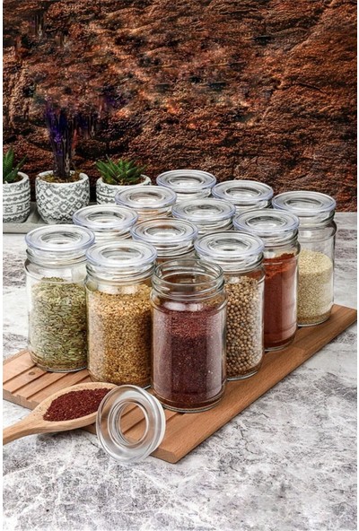 Albak Life 12 Adet Vakum Kapaklı Cam Baharatlık Seti ( 330CC ) Albak Life 12 Adet Vakum Kapaklı Cam Baharatlık Seti ( 330CC )