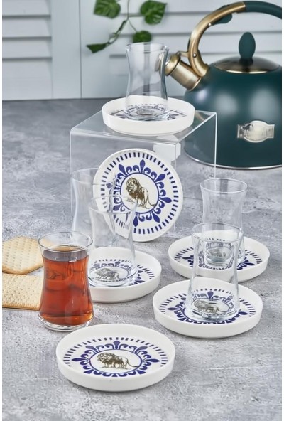 Wonder 12 Parça Porselen Safari Serisi Heybeli Özel Tasarım Desenli Çay Seti 6'lı 6 Kişilik Wonder 12 Parça Porselen Safari Serisi Heybeli Özel Tasarım Desenli Çay Seti 6'lı 6 Kişilik