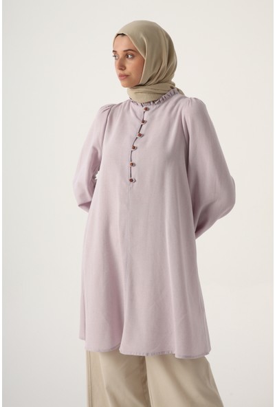 ALLDAY Yakası Fırfırlı Keten Tunik