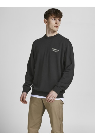 Jack & Jones Bisiklet Yaka Sırt ve Göğüs Baskılı Sweatshirt