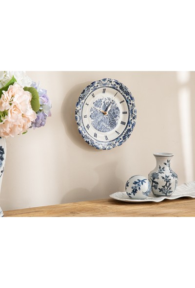 English Home Peacock Porselen Duvar Saati 27 cm Mavi-Beyaz English Home Peacock Porselen Duvar Saati 27 cm Mavi-Beyaz