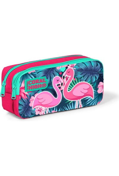 Coral High Kids İki Bölmeli Kalem Kutusu Neon Mercan Flamingo Desenli 22295 Coral High Kids İki Bölmeli Kalem Kutusu Neon Mercan Flamingo Desenli 22295