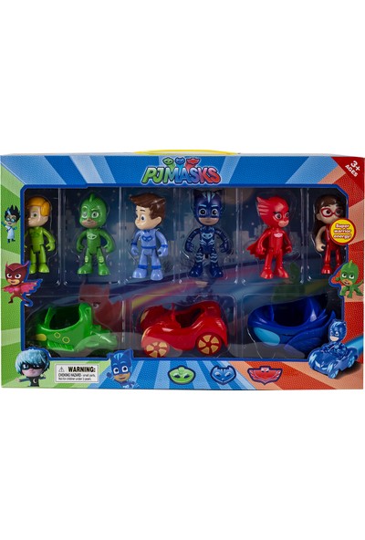 Niyet Pj Mask - Set - 6 Adet Figür Oyuncak - Arabalı - Figür Oyuncak - Oyuncak