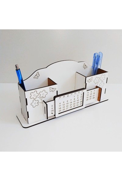 Kalides Ahşap Masaüstü Organizer - Kalemlik Takvimli Kalides Ahşap Masaüstü Organizer - Kalemlik Takvimli
