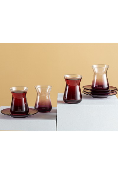 English Home Degetto Cam 4'lü Çay Takımı 130 ml Mürdüm
