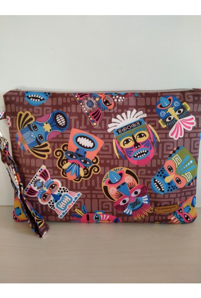 Merih Desing Store Maske Desenli Clutch Çanta Merih Desing Store Maske Desenli Clutch Çanta