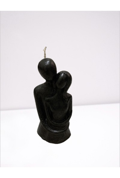 Dekoratif Cift Sevgili Kokulu Mum Parlak Siyah Vanilya Kokulu