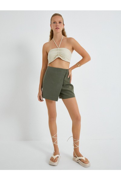 Koton Düğmeli Şort Etek Modal Karışımlı Koton Düğmeli Şort Etek Modal Karışımlı