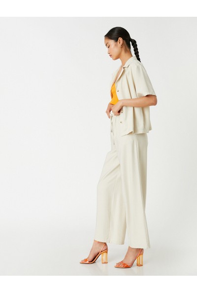 Koton Ipek Görünümlü Bol Paça Pantolon