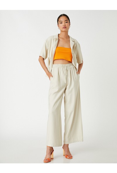 Koton Ipek Görünümlü Bol Paça Pantolon