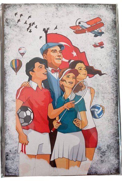 Atatürk ve Çocuklar Mdf Duvar Süsü