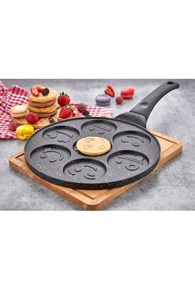 BKM Dizayn Emoji Granit Pankek Tava 28 cm Döküm Granit BKM Dizayn Emoji Granit Pankek Tava 28 cm Döküm Granit