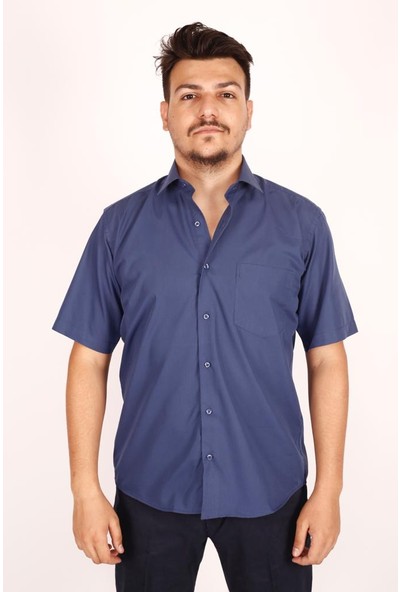Fatella Erkek Kısa Kol Lacivert Klasik Gömlek Fatella Erkek Kısa Kol Lacivert Klasik Gömlek
