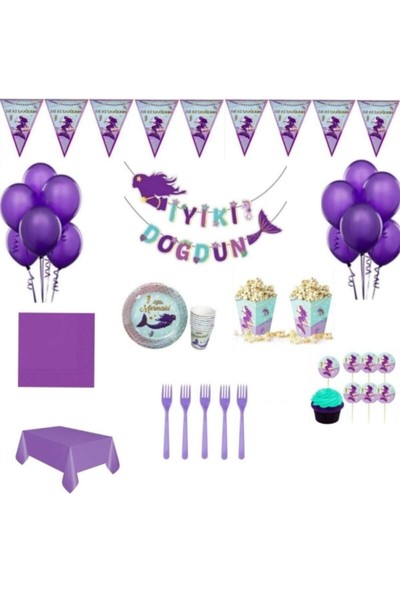 Bal10 Dünyası Deniz Kızı Tasarım Deniz Kızı Doğum Günü Seti 16 Kişilik Bal10 Dünyası Deniz Kızı Tasarım Deniz Kızı Doğum Günü Seti 16 Kişilik