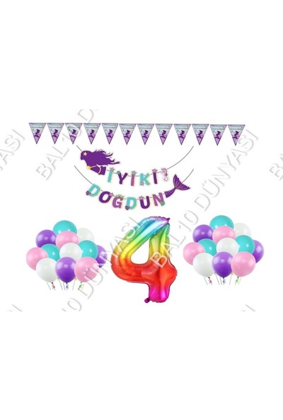 Bal10 Dünyası Deniz Kızı 4 Yaş Doğum Günü Parti Seti Bal10 Dünyası Deniz Kızı 4 Yaş Doğum Günü Parti Seti