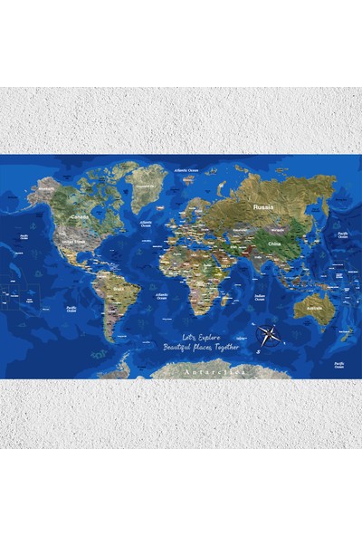 Detaylı Dünya Haritası Duvar Sticker Detaylı Dünya Haritası Duvar Sticker