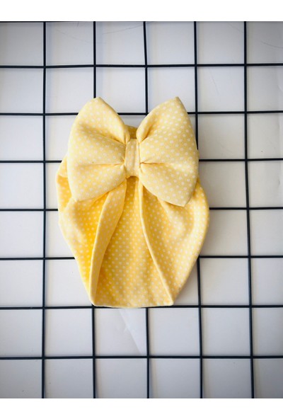 Masal Dünyası Bursa Sarı Puantiye Desenli Kız Bebek Bonesi 0-12 Ay