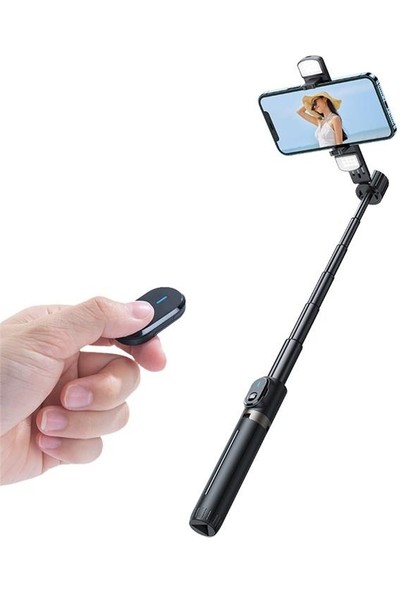 Mcdodo SS-1771 Bluetooth Selfie Çubuğu Kumandalı/tripod Standlı Siyah