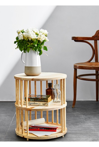 Soutis Ahşap Yuvarlak Sehpa