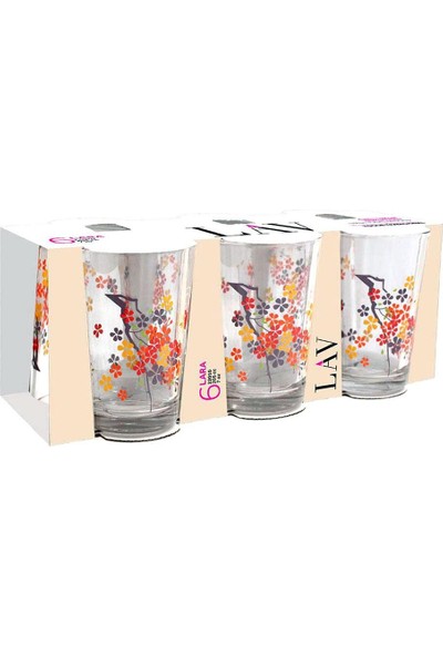 Lav Lara 6'lı Çiçek Desenli Su Bardağı 22010-SB1133 Lav Lara 6'lı Çiçek Desenli Su Bardağı 22010-SB1133