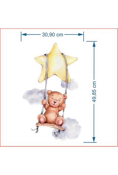 Yıldızda Sallanan Sevimli Ayıcık Çocuk Odası Duvar Sticker